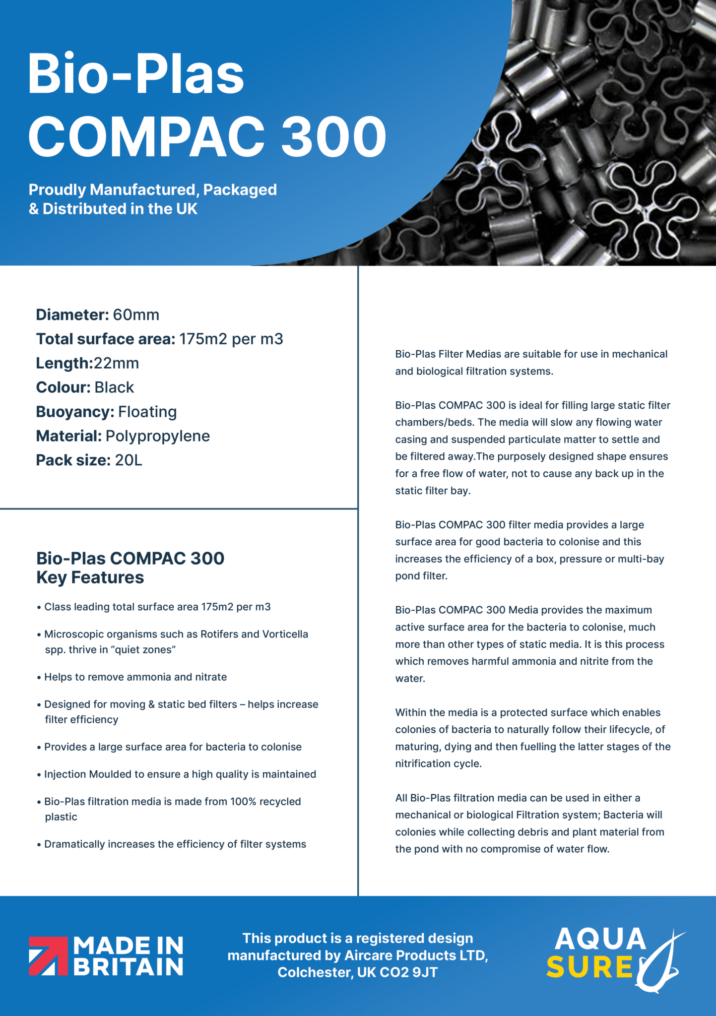 Bio-Plas COMPAC 300 Filtration Media - Eco Filtration